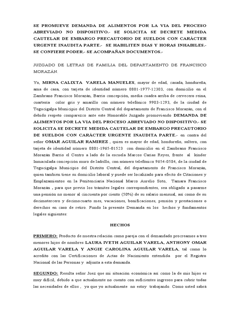 Demanda de Alimentos Por Inaudita Parte Ana Andrade | PDF | Demanda ...