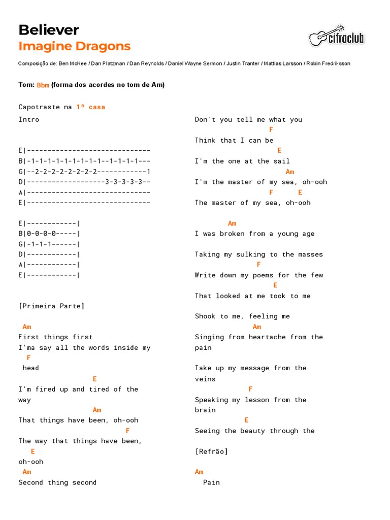 Believer Chords and Lyrics Guide | PDF