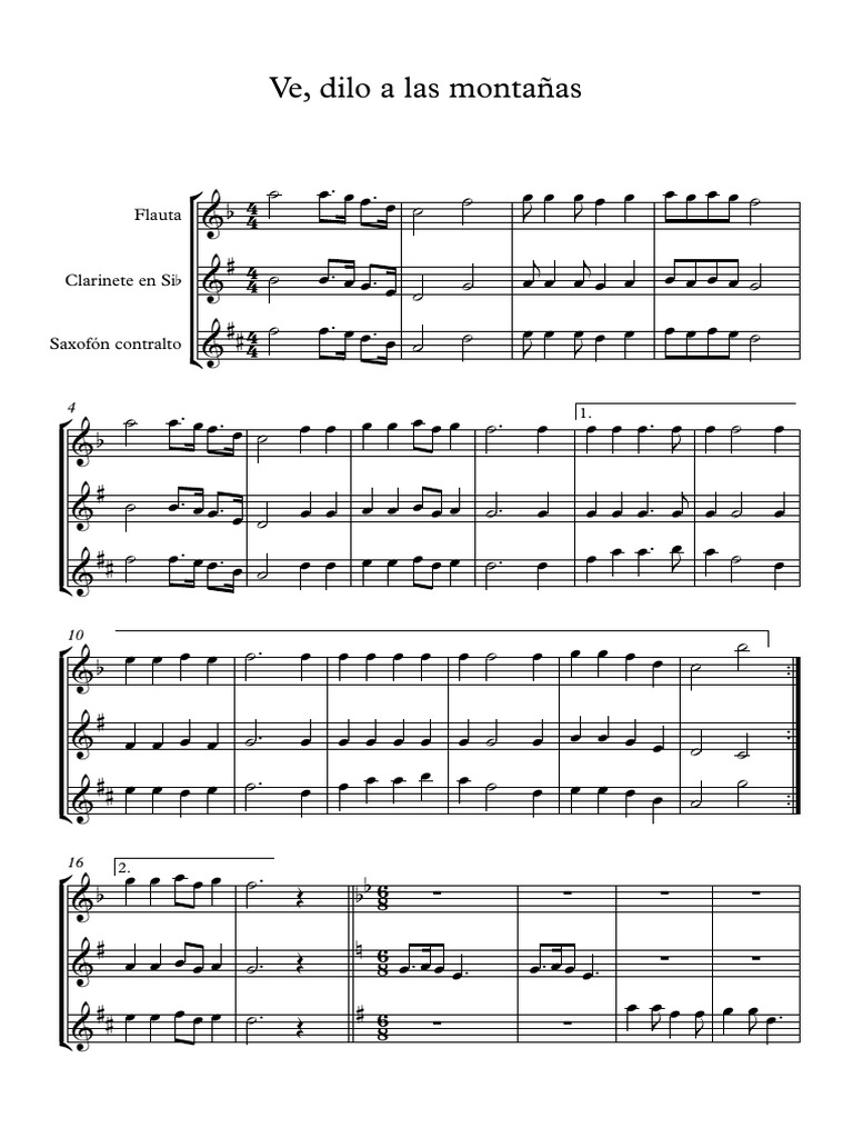 Ve, Dilo A Las Montañas - Partitura y Partes | PDF | Ouverture (échecs ...