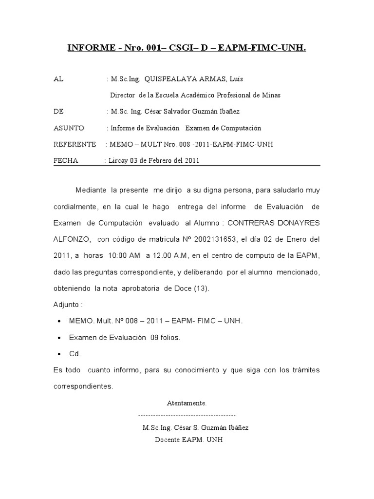 Modelo de Informe de Subsanacion | PDF