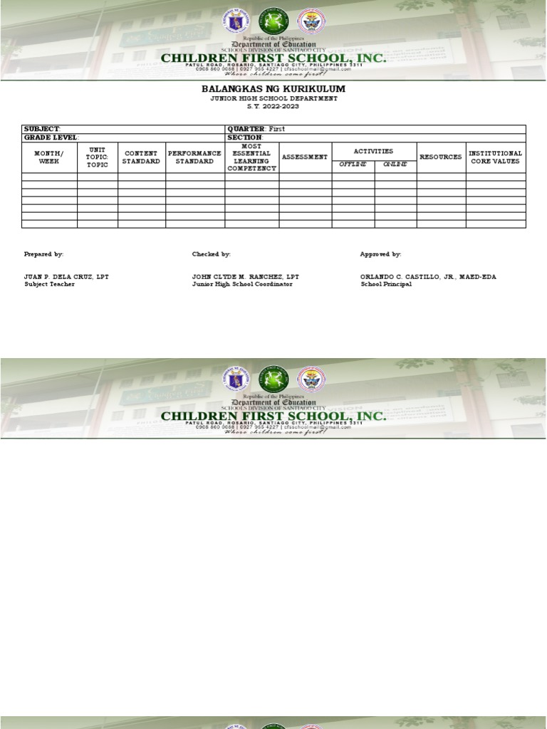 Junior High School Curriculum Framework | PDF | Teaching | Schools