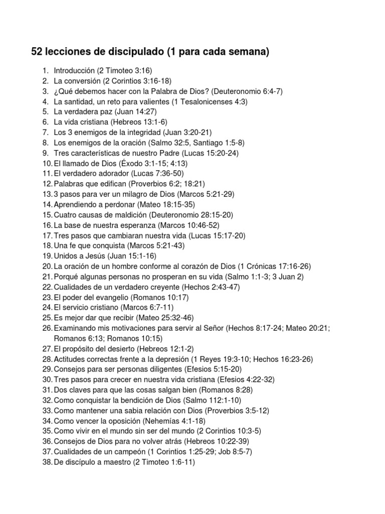52 Lecciones de Discipulado | PDF | Evangelio de Marcos | Contenido bíblico