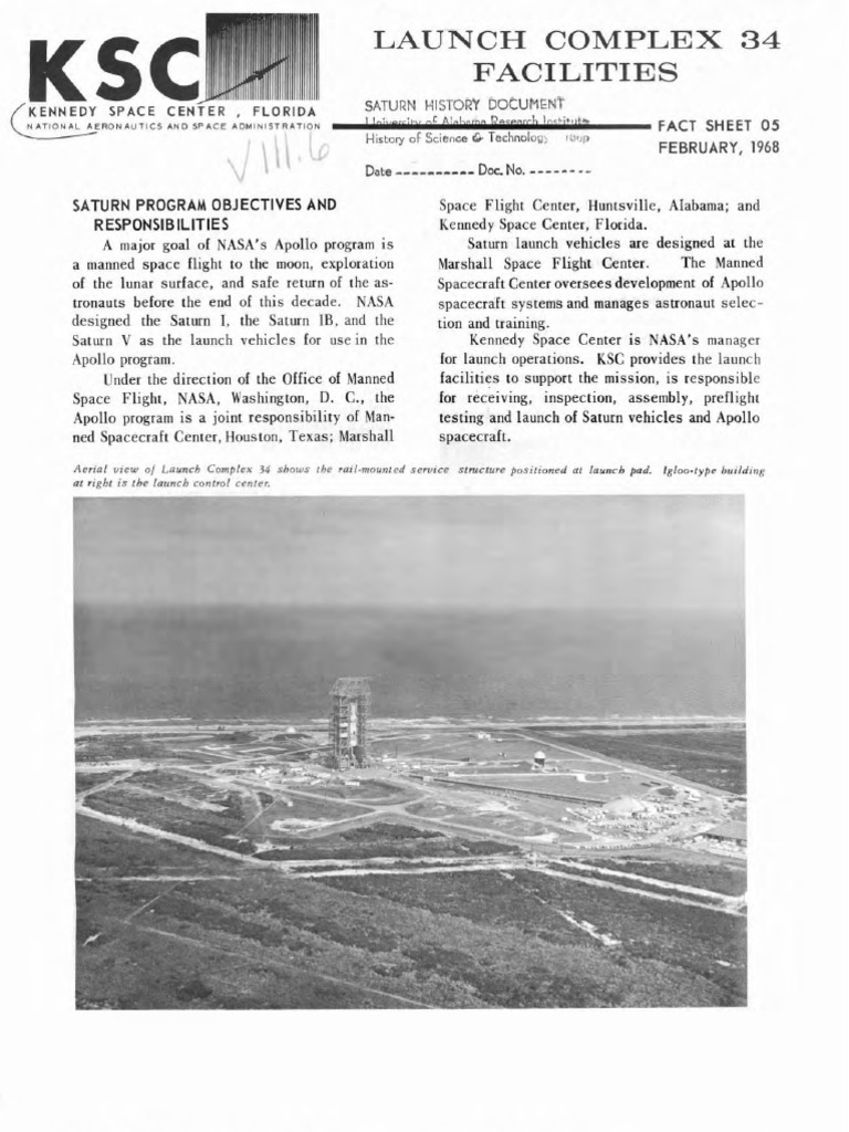 Saturn Program Launch Complex 34 | PDF | Saturn Ib | Apollo Program