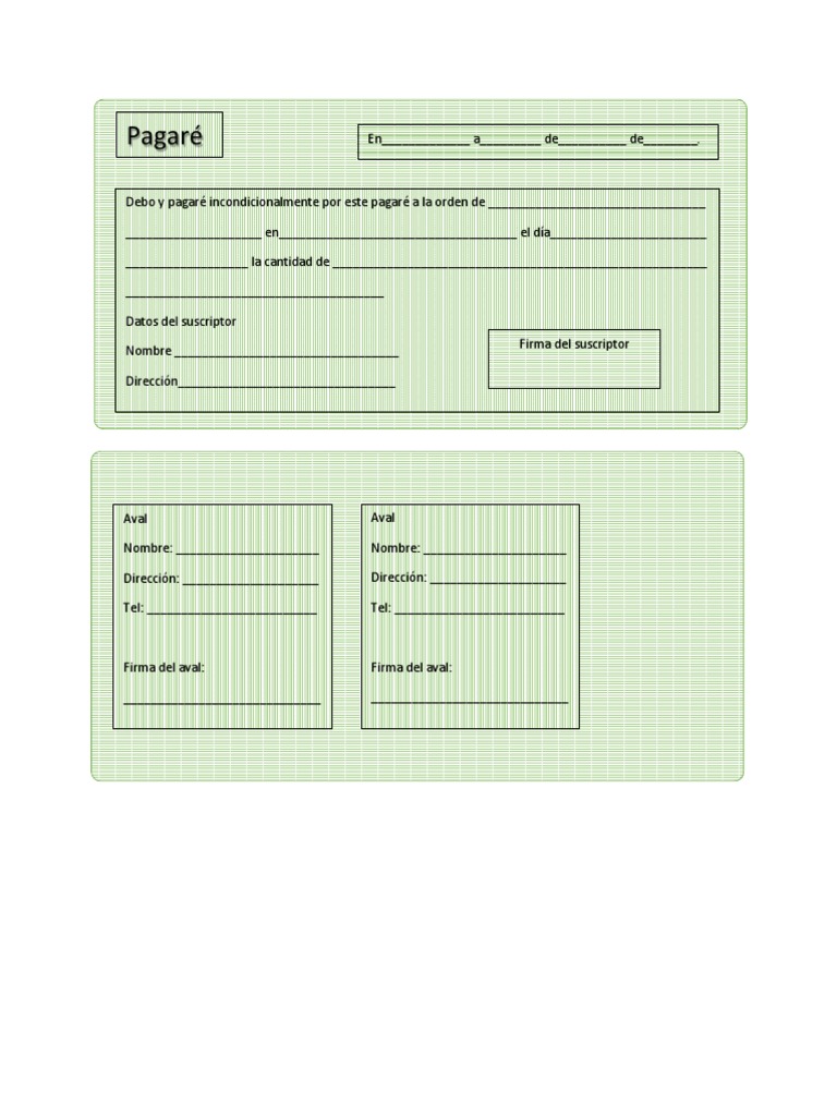 Formato de Pagaré con Aval | PDF