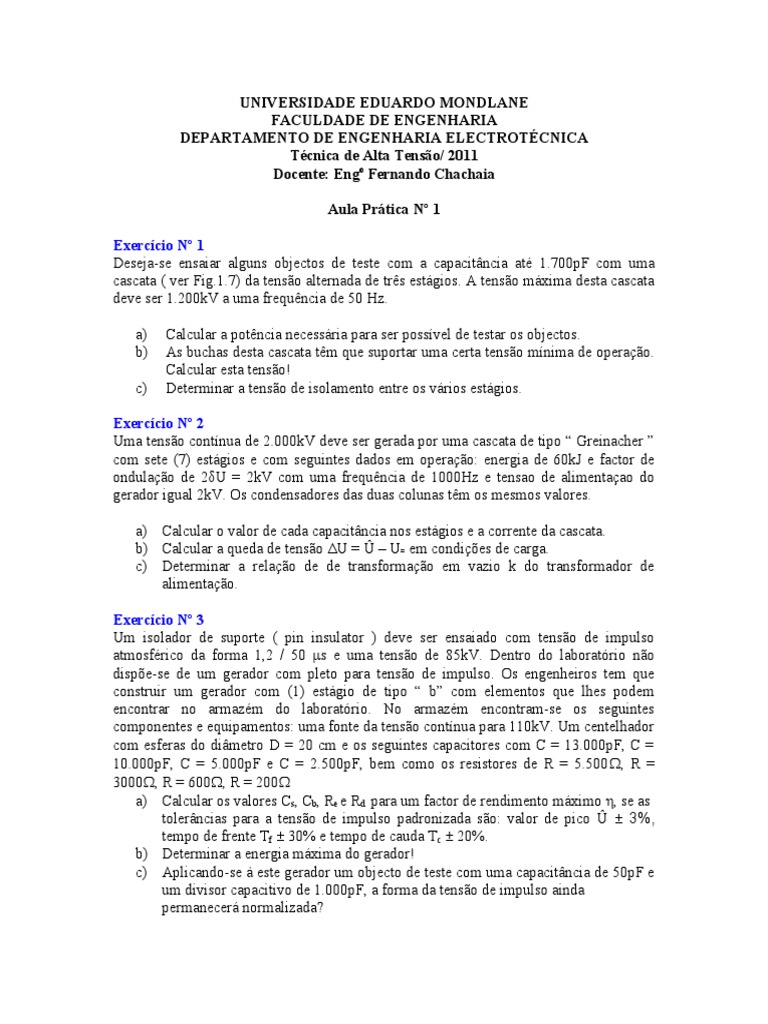 Aula Pratica 1 | PDF | Capacitor | Metrologia