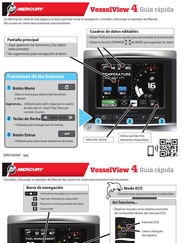 Guía Rápida VesselView 4: Funciones y Ajustes | PDF | Menú (Computación ...