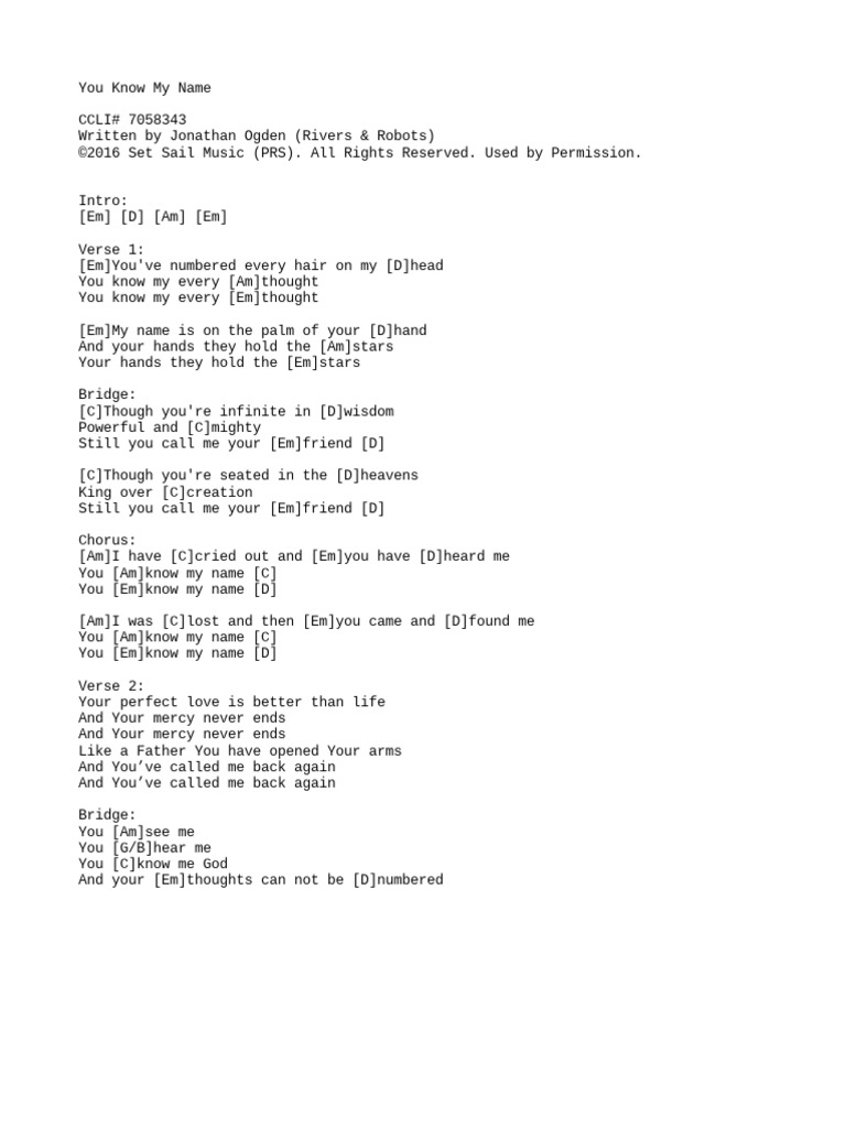 11 You Know My Name | PDF