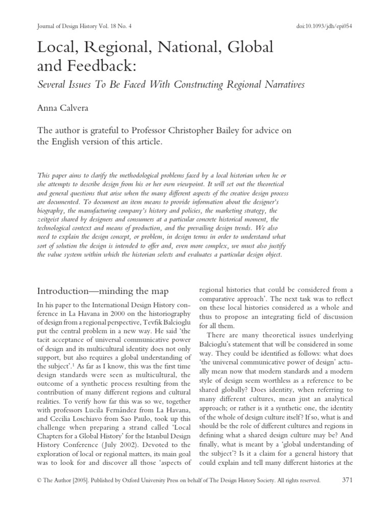 Local, Regional, National, Global and Feedback:: Several Issues To Be ...