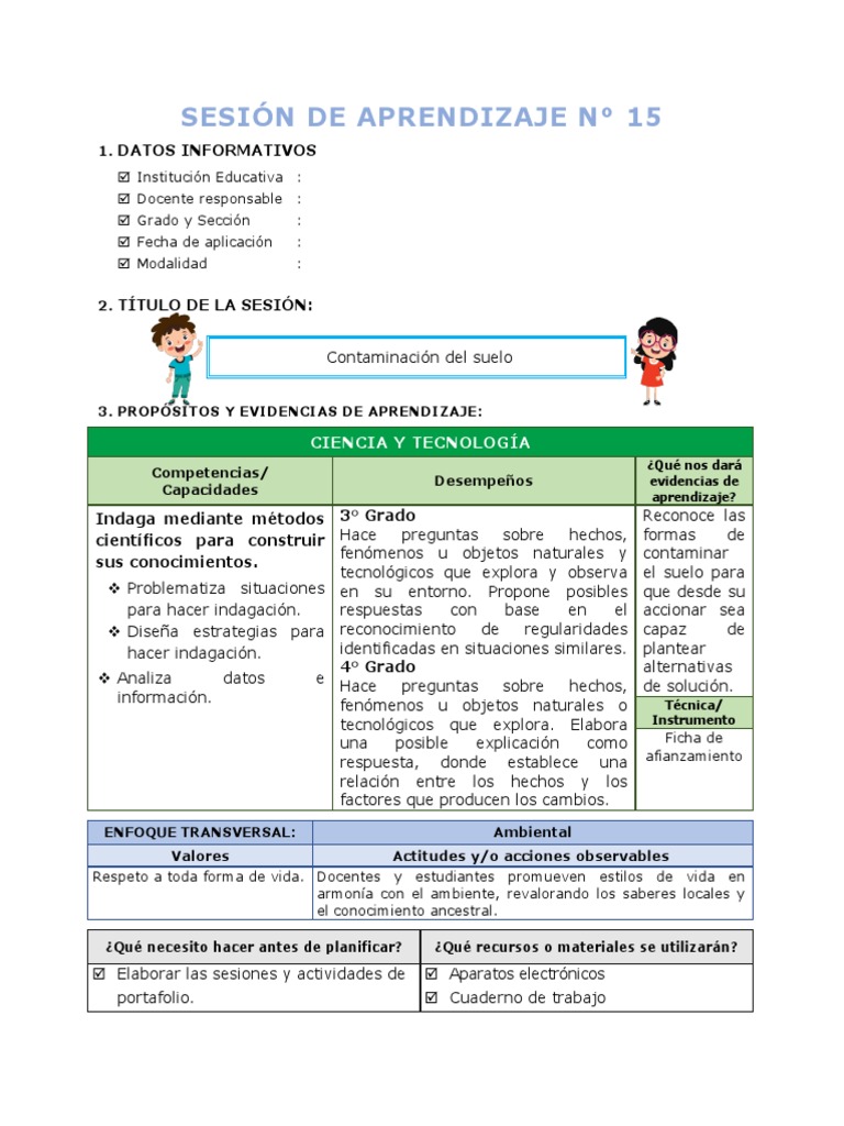 Sesión de Aprendizaje Cyt | PDF | Aprendizaje | Residuos