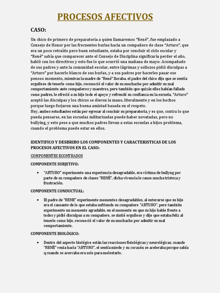 CASO, Procesos Afectivos | PDF | Sicología