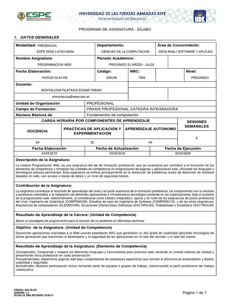 Espe Software Programacion Web | PDF | Red mundial | Internet y web