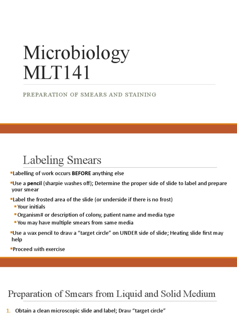 Preperation of Smears and Staining | PDF | Staining | Microscopy