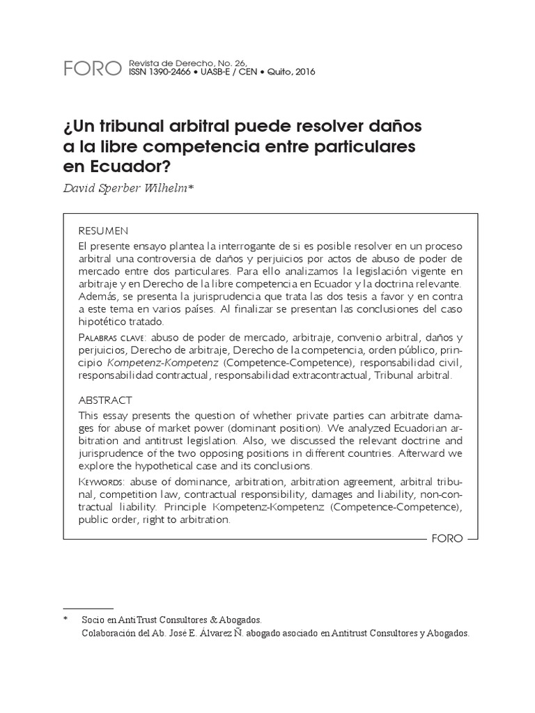 Competencia arbitral en daños de mercado | PDF | Arbitraje | Monopolio