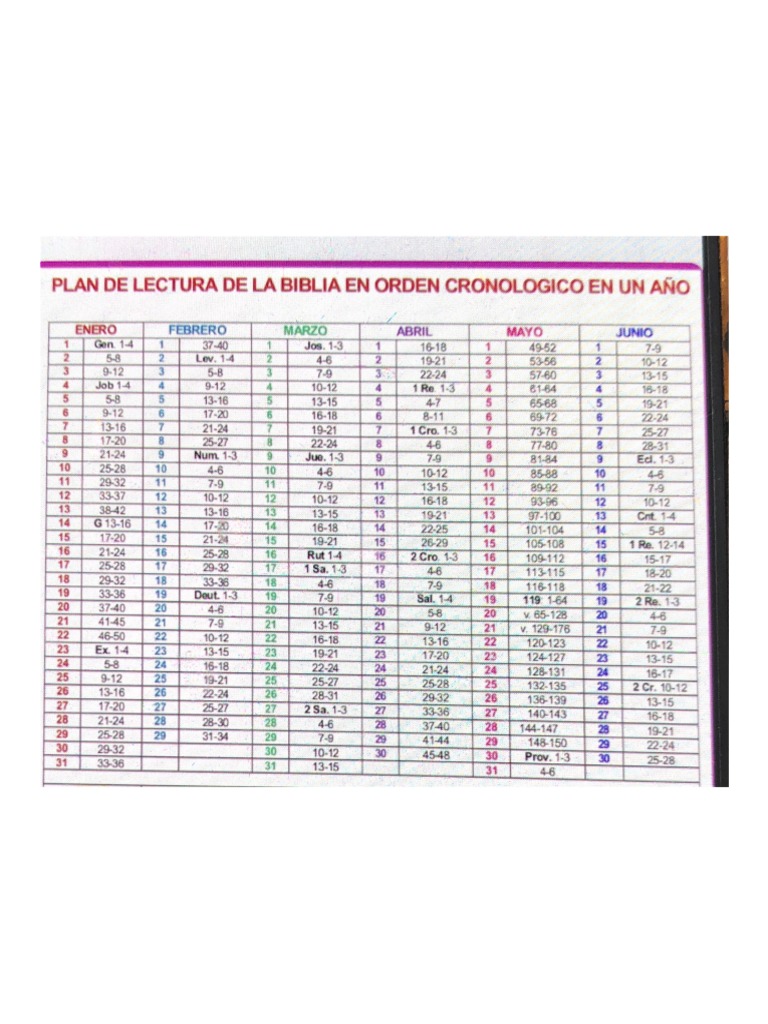 Plan de Lectura de La Biblia en Orden Cronologico en Un Año | PDF