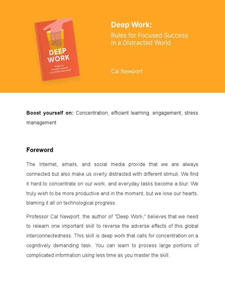 Deep Work | PDF | Social Media | Popular Culture & Media Studies