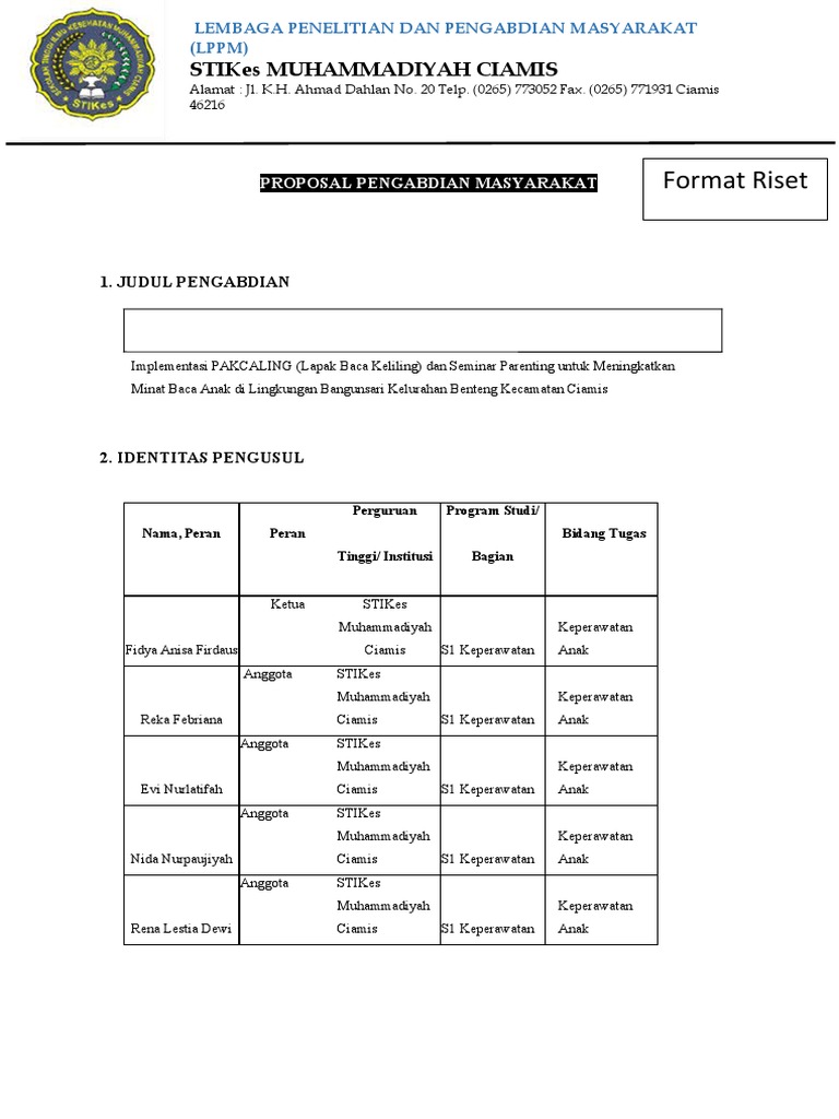 Format Pengabdian Masyarakat 2020 | PDF