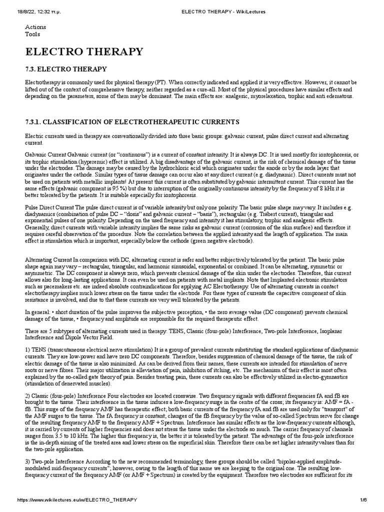 ELECTRO THERAPY - WikiLectures | PDF | Electromyography | Neuron