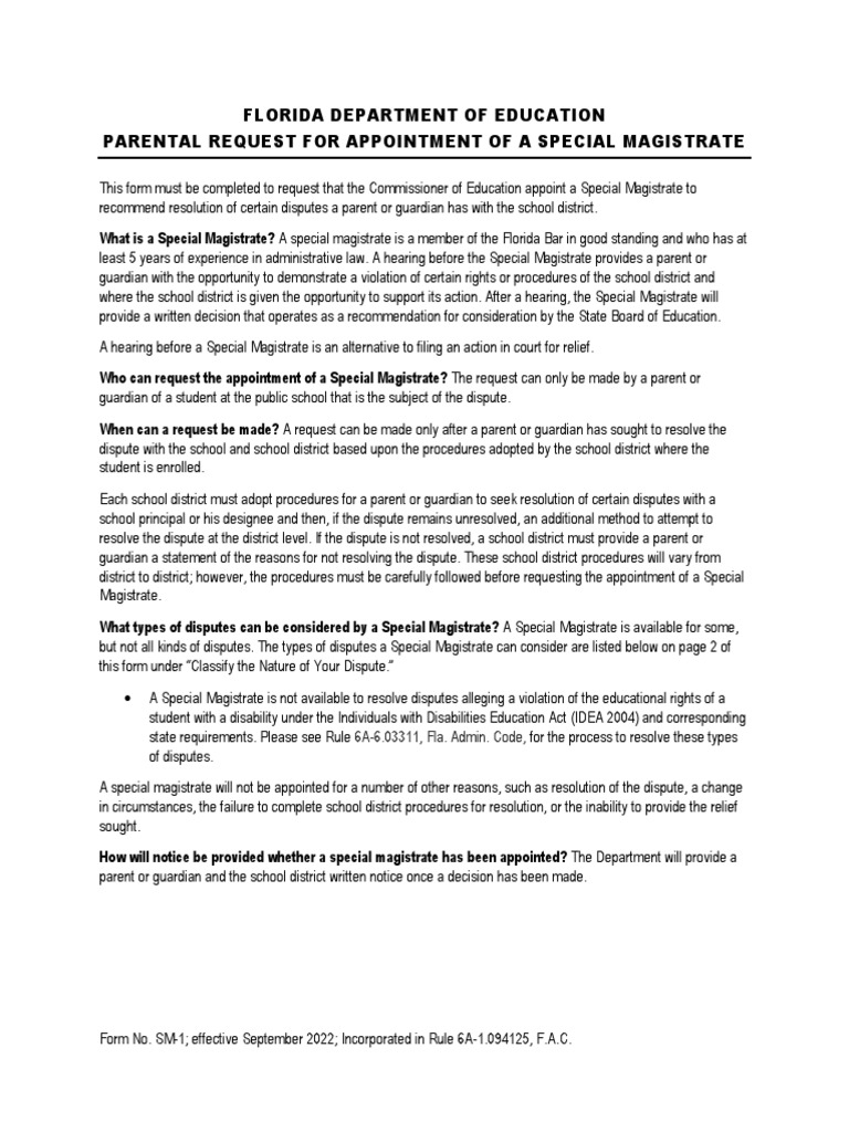 Special Magistrate Form | PDF | Schools | Magistrate