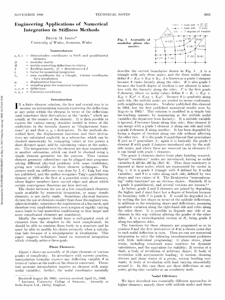Numerical Integration in Stiffness Methods | PDF | Finite Element ...