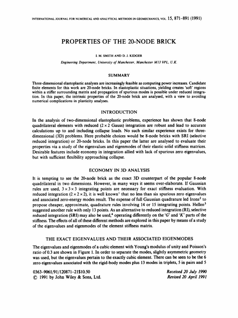 Properties of 20-Node Brick | PDF | Eigenvalues And Eigenvectors ...