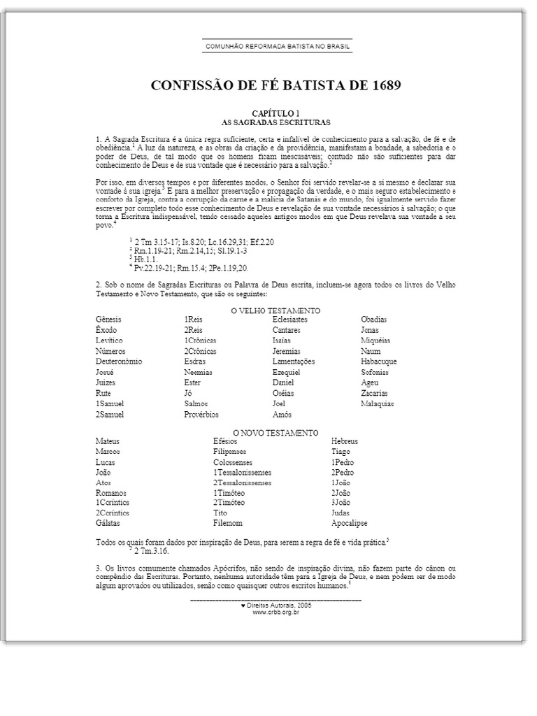 CONFISSÃO DE FÉ BATISTA DE PDF | PDF