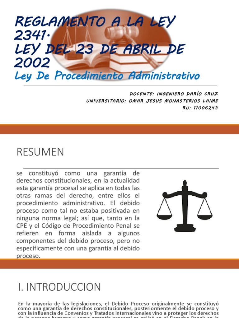 REGLAMENTO A LA LEY 2341 - Igpe | PDF | Debido al proceso | Ley ...