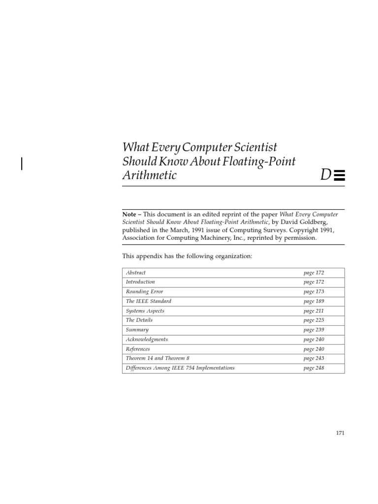 What Every Scientist Should Know About Floating Point Arithmetic Goldberg Download Free Pdf