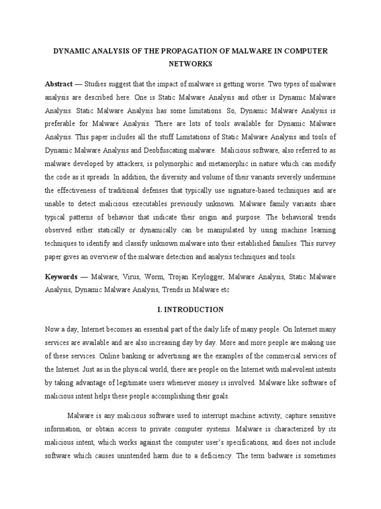 Dynamic Analysis of The Propagation of Malware in Computer Networks | PDF | Malware | Computer Virus