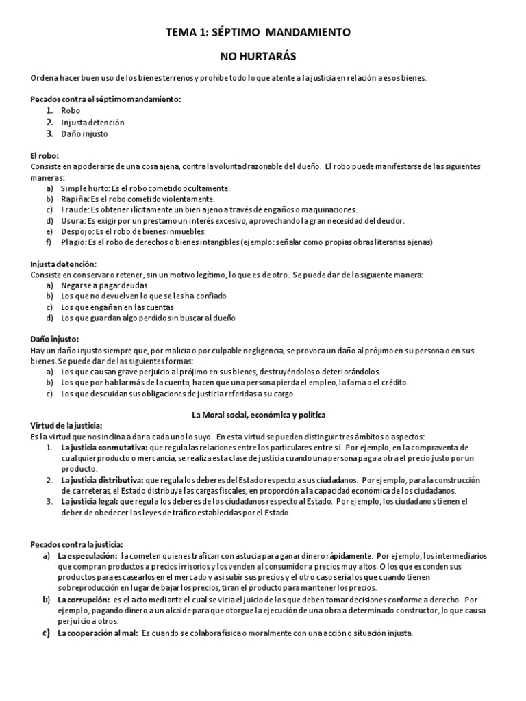 Tema 1 Septimo Mandamiento | PDF | Justicia | Crimen y violencia