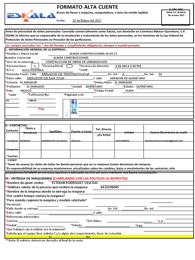 Formato Alta Cliente | PDF