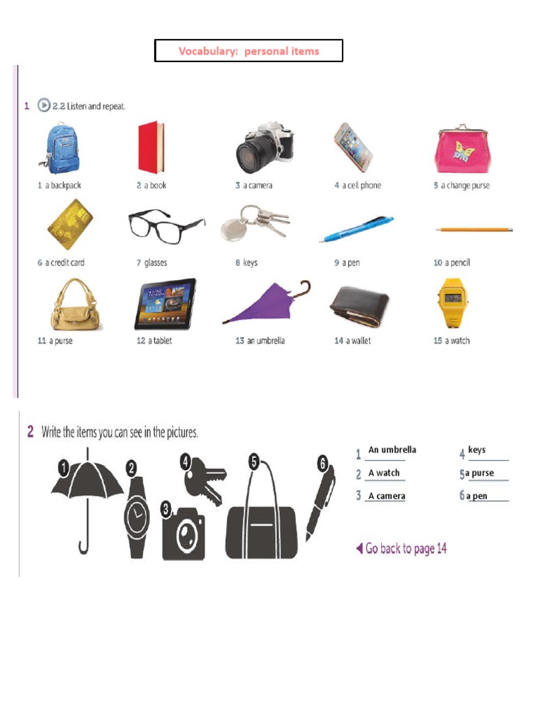 Personal Items & Professions List | PDF