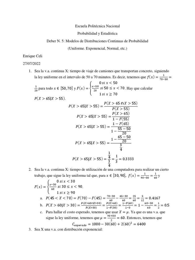 Tarea 5 | PDF | Teoría estadística | Matemáticas