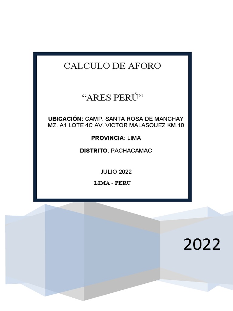 Calculo de Aforo Ares Peru | PDF