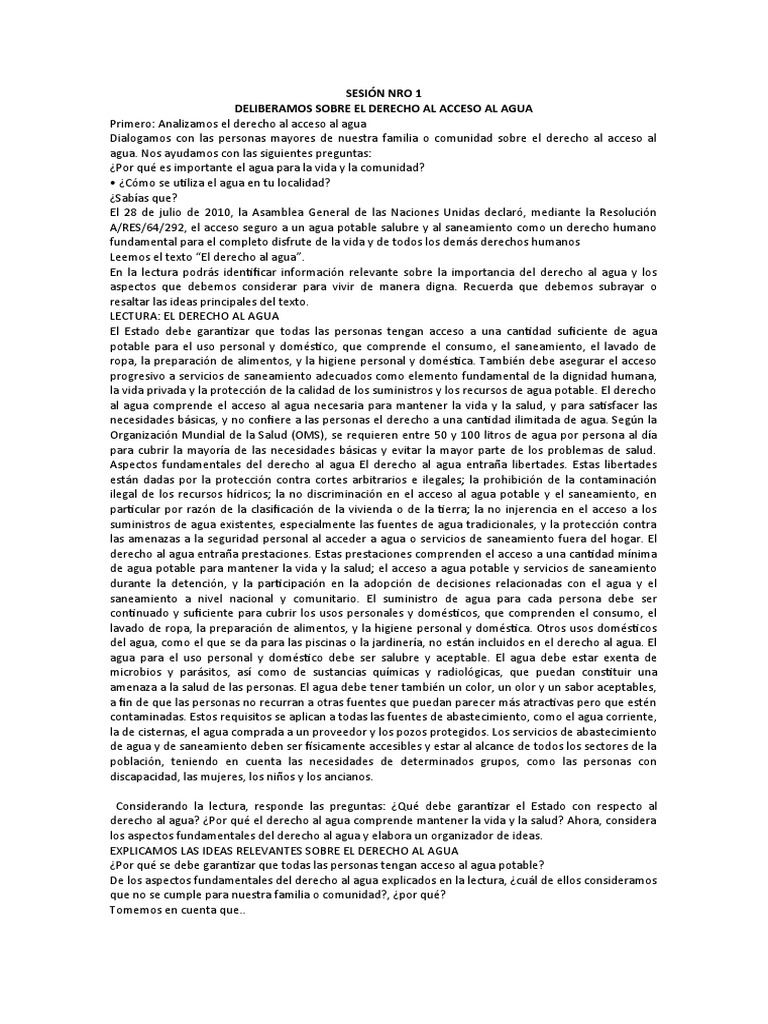 Derecho al Agua: Reflexiones y Deliberaciones | PDF | Agua | Saneamiento