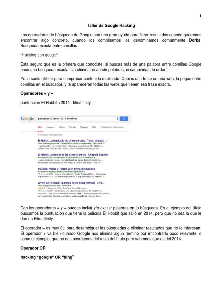 Taller de Google Hacking | PDF | Red mundial | Internet y web