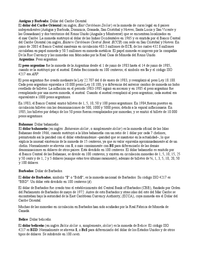 20 Monedas de America | PDF | Dólar de los Estados Unidos | Dolar ...