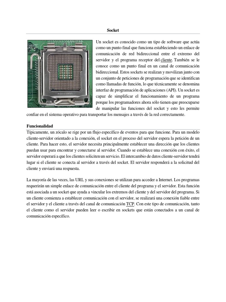 Introducción a los sockets: su funcionalidad y uso en comunicaciones ...