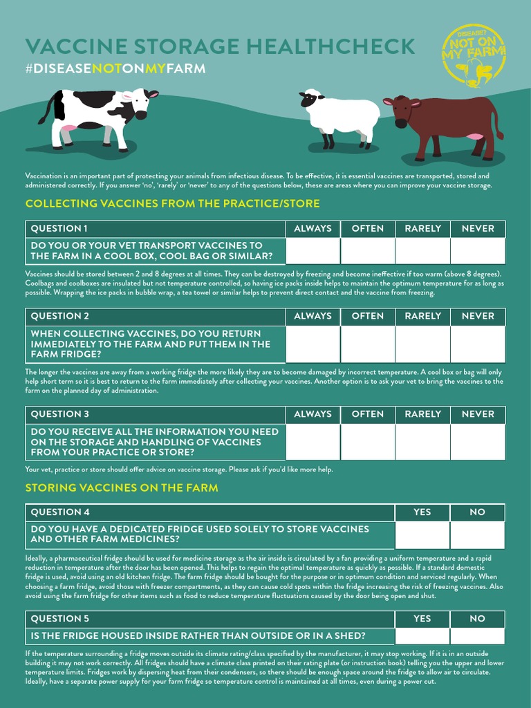 MSD-Animal-Health-Vaccine-Checklist-APP | PDF | Refrigerator | Temperature