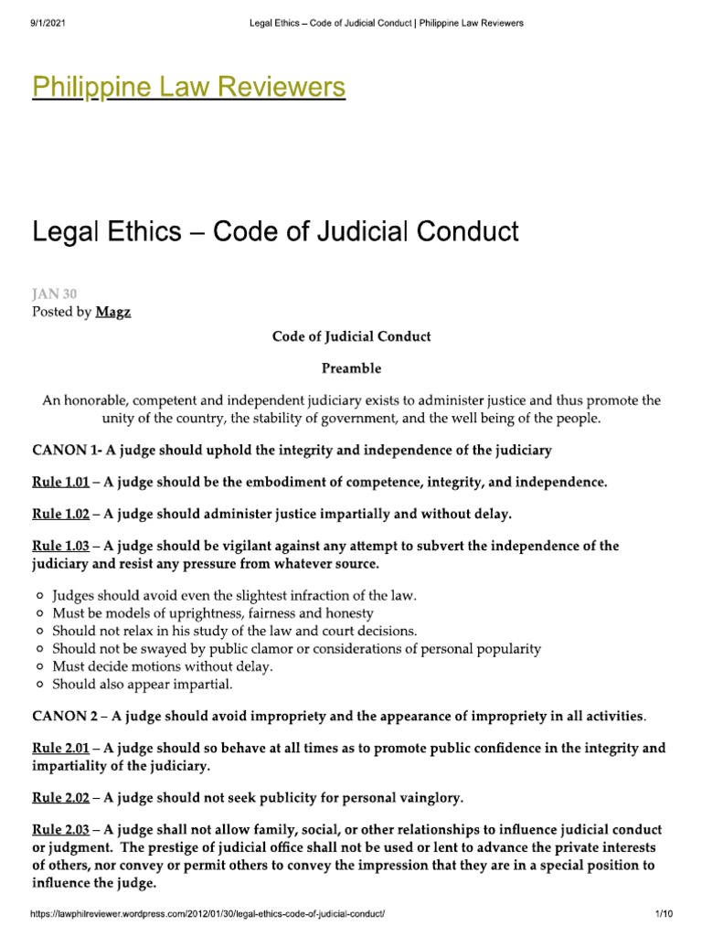 Code of Judicial Conduct 1989 | PDF