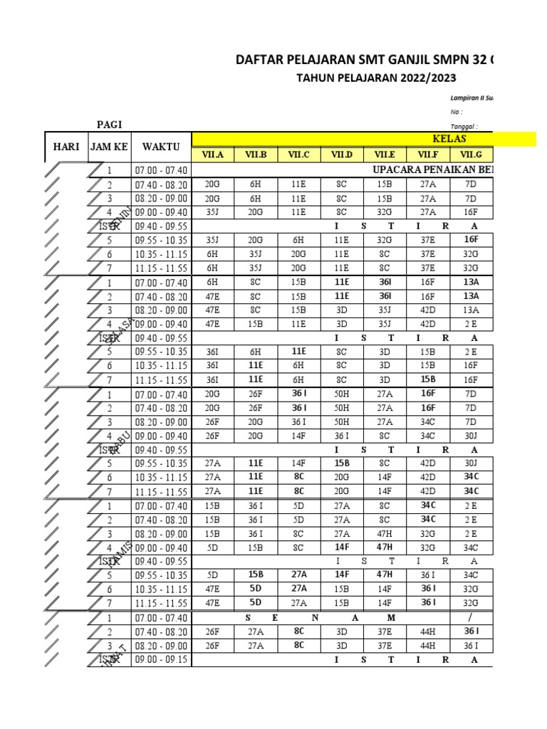 Jadwal Ganjil 2022-2023 | PDF