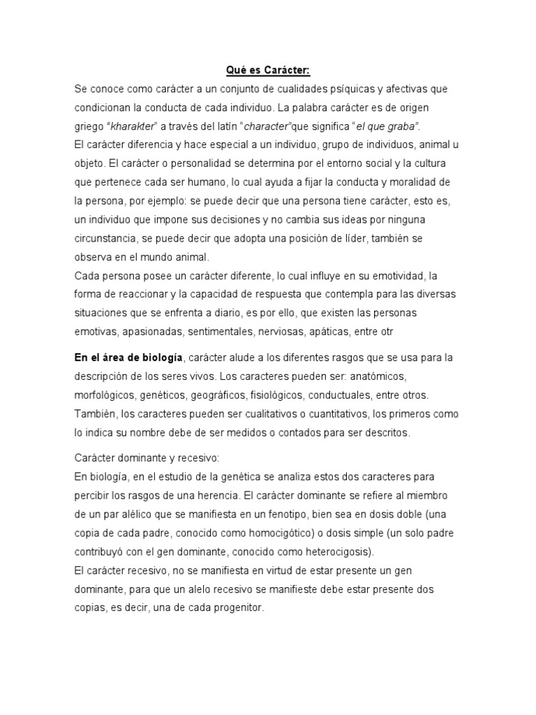 Definición de Carácter y su Influencia | PDF