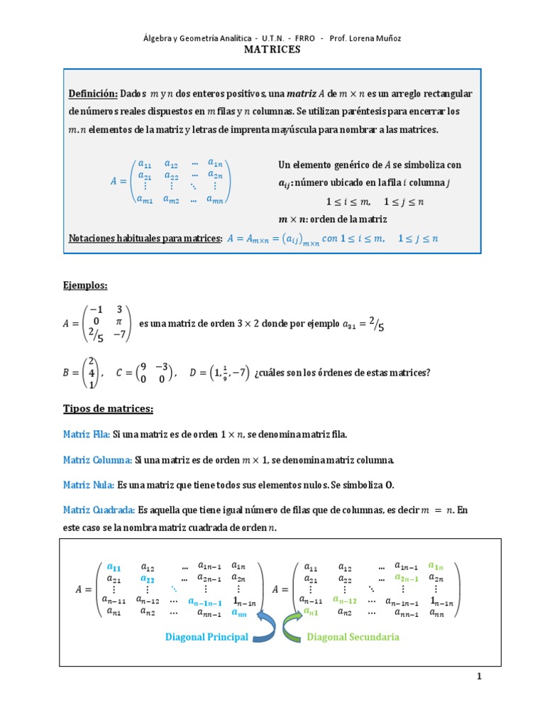 Matrices | PDF | Matriz (Matemáticas) | Objetos matemáticos