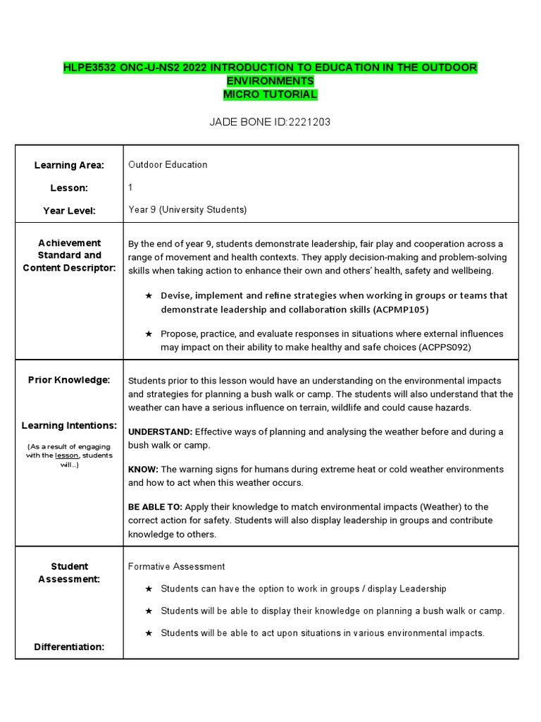 Weather Lesson Plan | PDF | Educational Assessment | Leadership