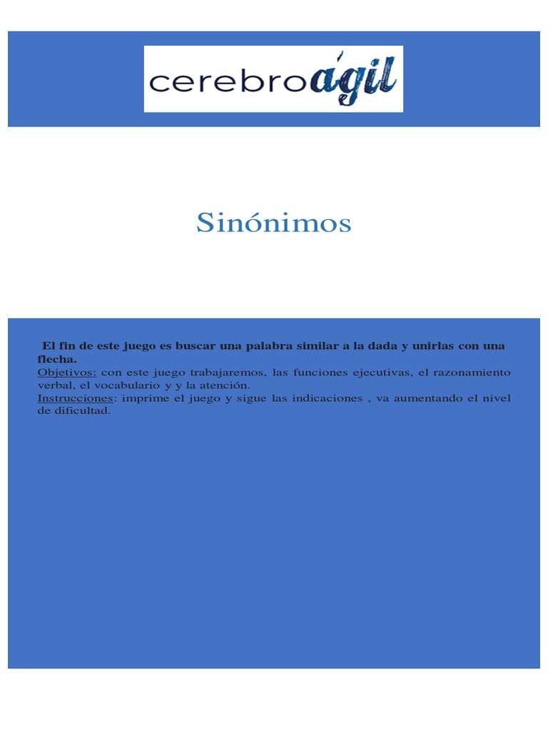 7º SINÓNIMOS Juego Imprimible | PDF