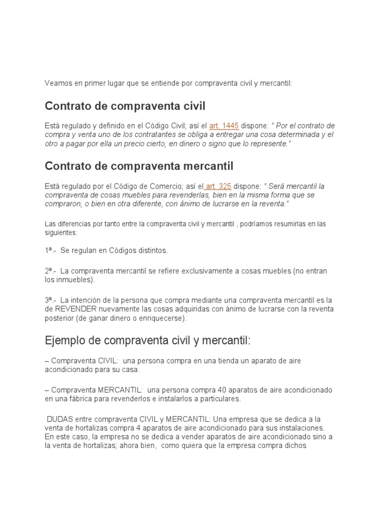 Diferencias Entre Contrato Civil Y Mercantil Pdf Estatuto De