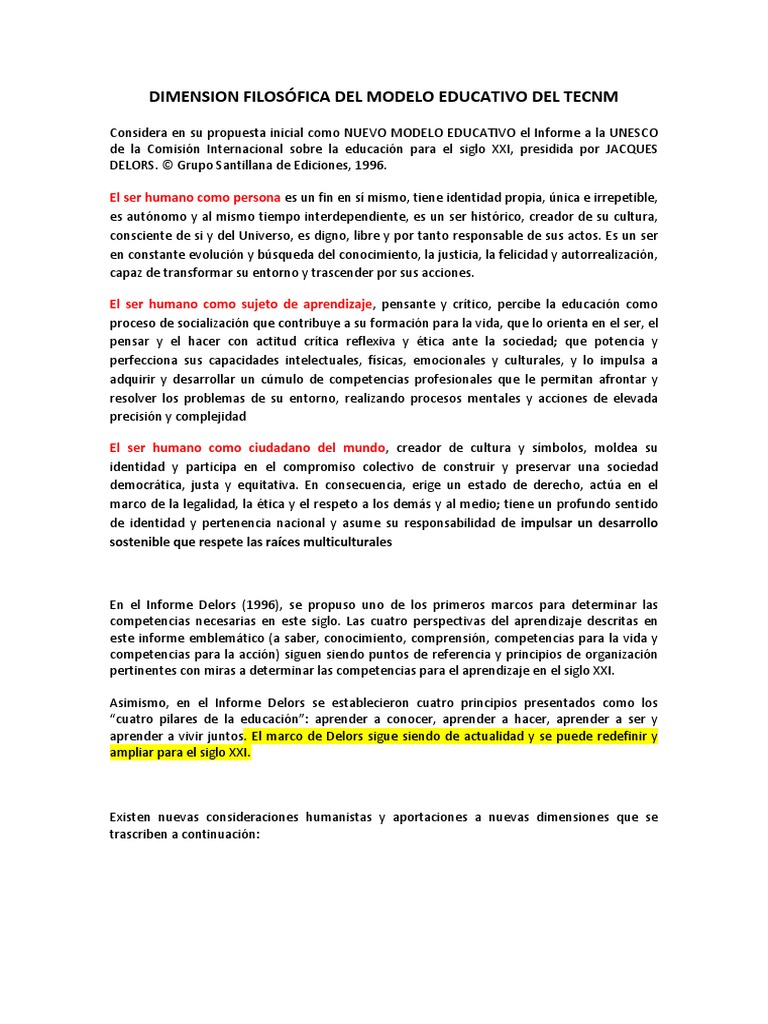 Principio Filosófico Modelo Educativo Tecnm | PDF | Aprendizaje | Desarrollo sostenible