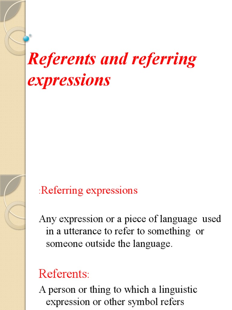 Reference and Referring Expressions VIP | PDF