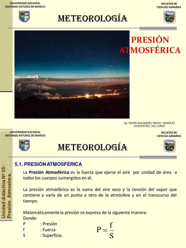 Presión Atmosférica y sus Variaciones | PDF | Pascal (Unidad ...