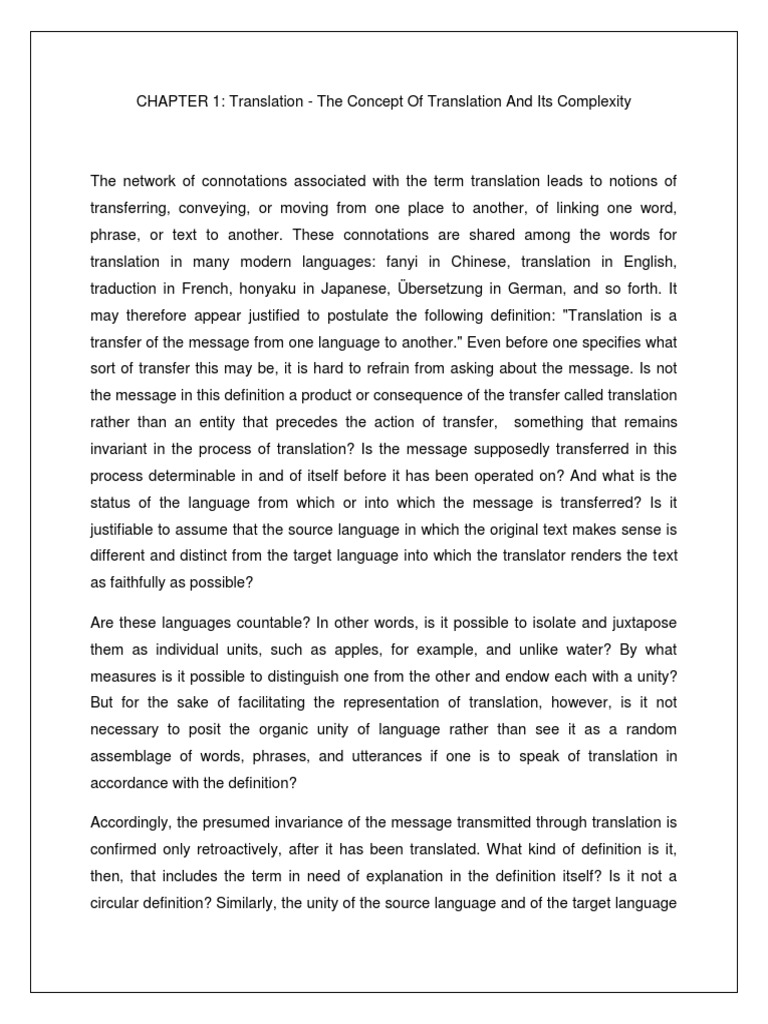 The Concept of Translation and Its Complexity | PDF | Translations ...