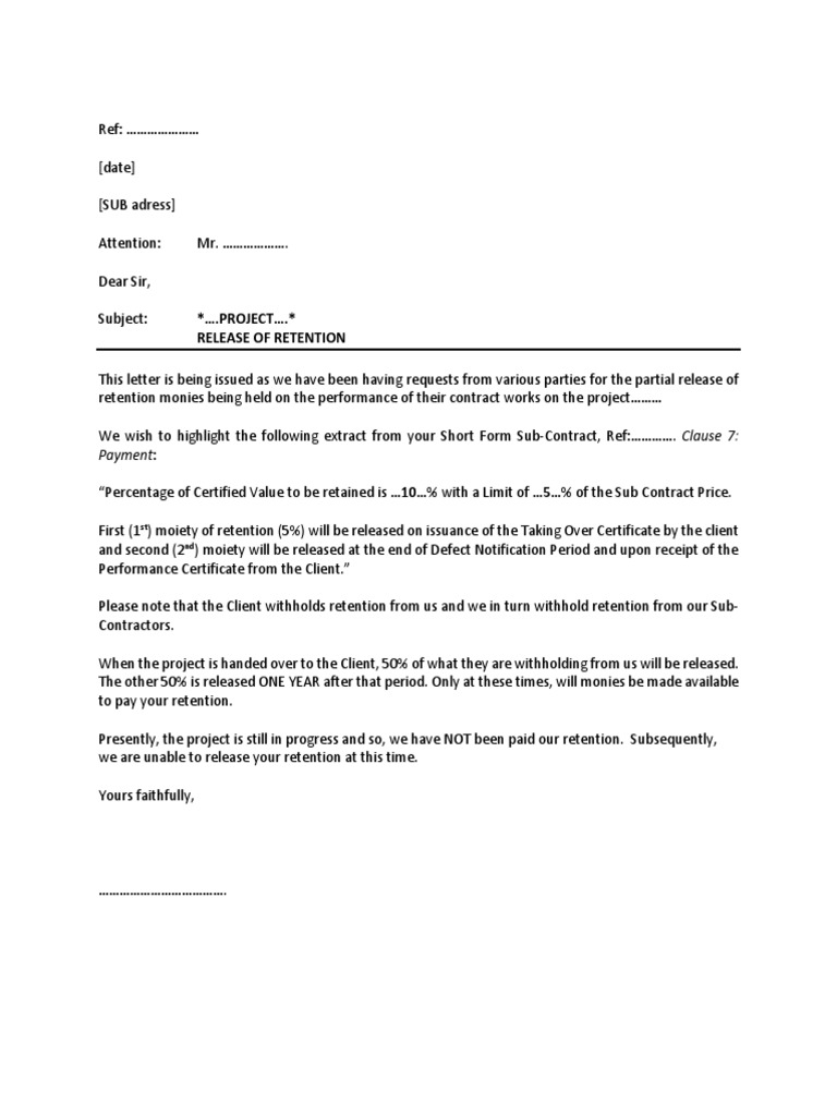Retention Request Letter PDF | PDF